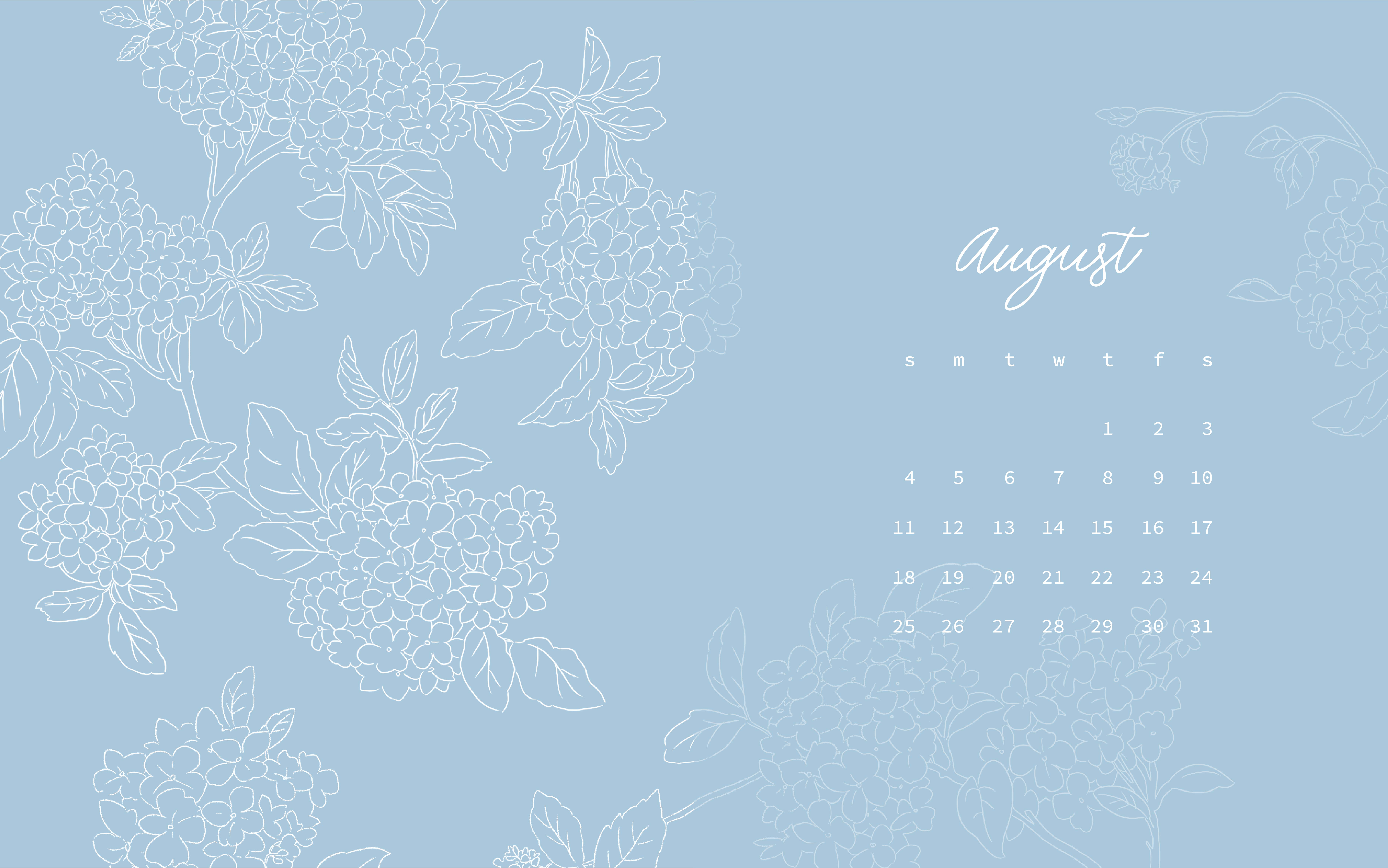 White Box August Desktop Calendar - Monika Hibbs